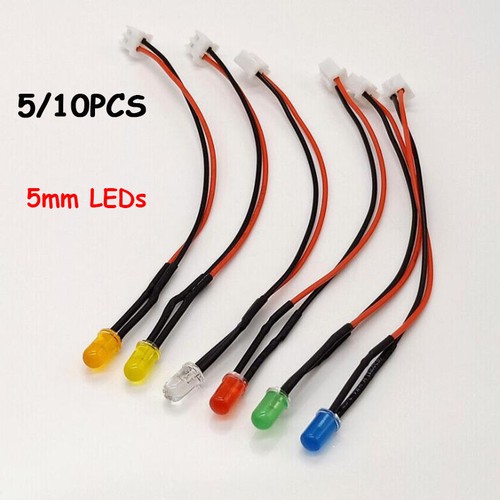 5mm LEDs Bulb Light Emitting Diode Pre wired 20cm With XH2.54 Connector ...