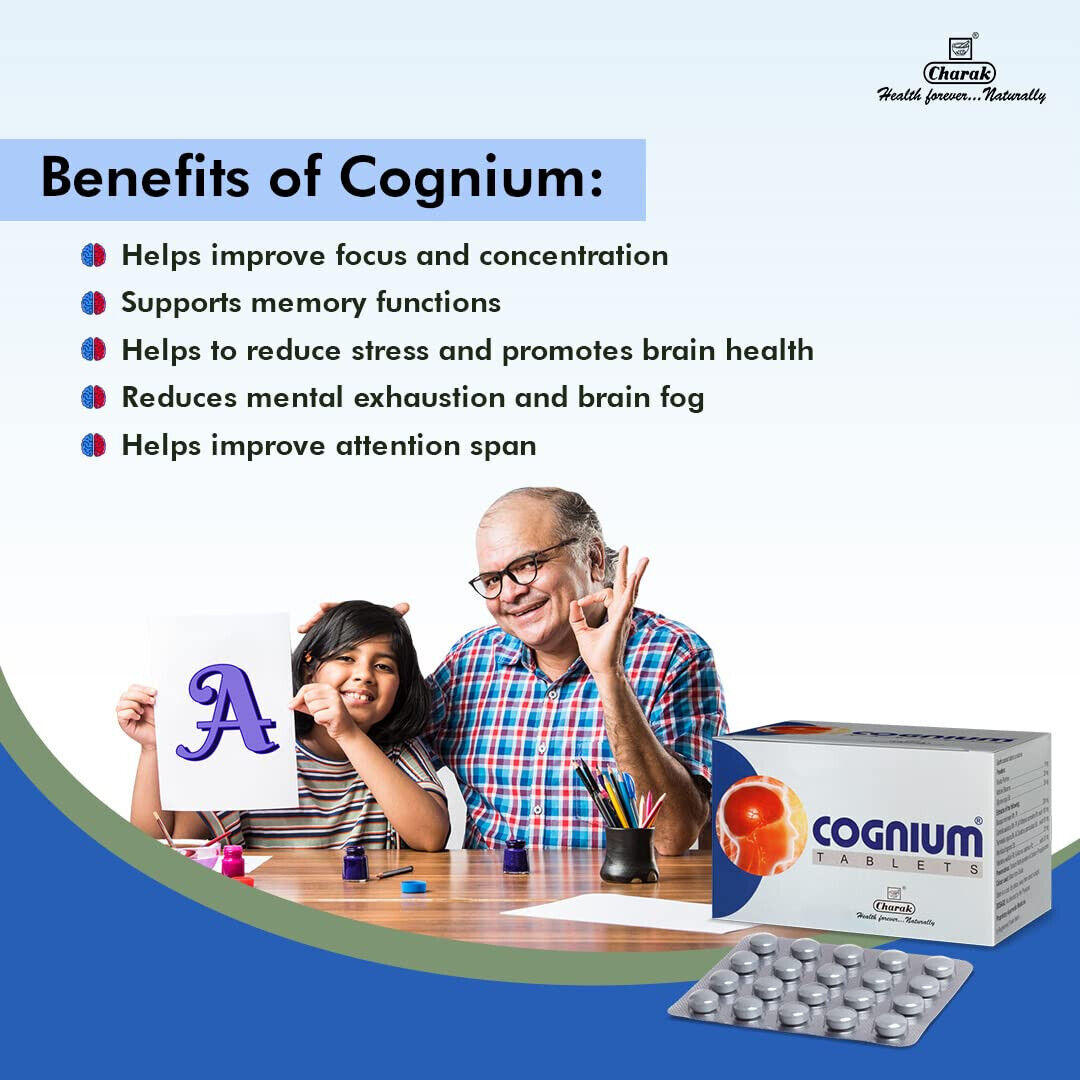 2 x Charak Cognium Tablet ( 20 x 2 tabs) For Memory, Focus ...