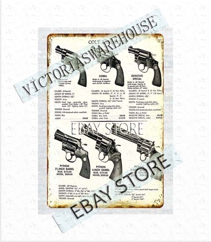 1970 Cobra Agent Detective Python Revolver gun shop decor tin sign ...