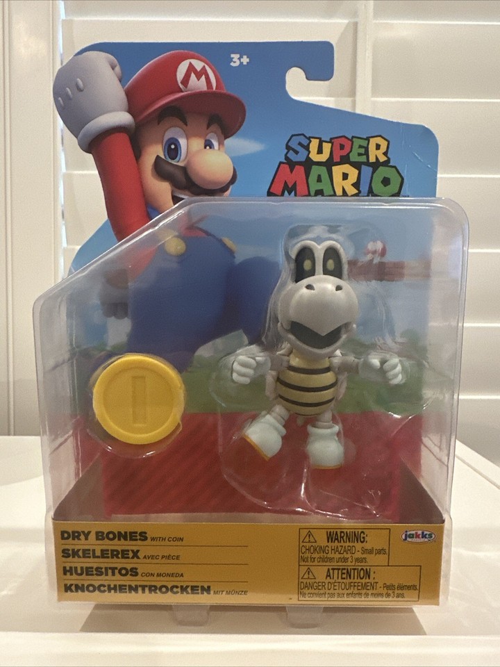 NEW Nintendo Super Mario DRY BONES w/COIN ACCESSORY 4in Action Figure ...
