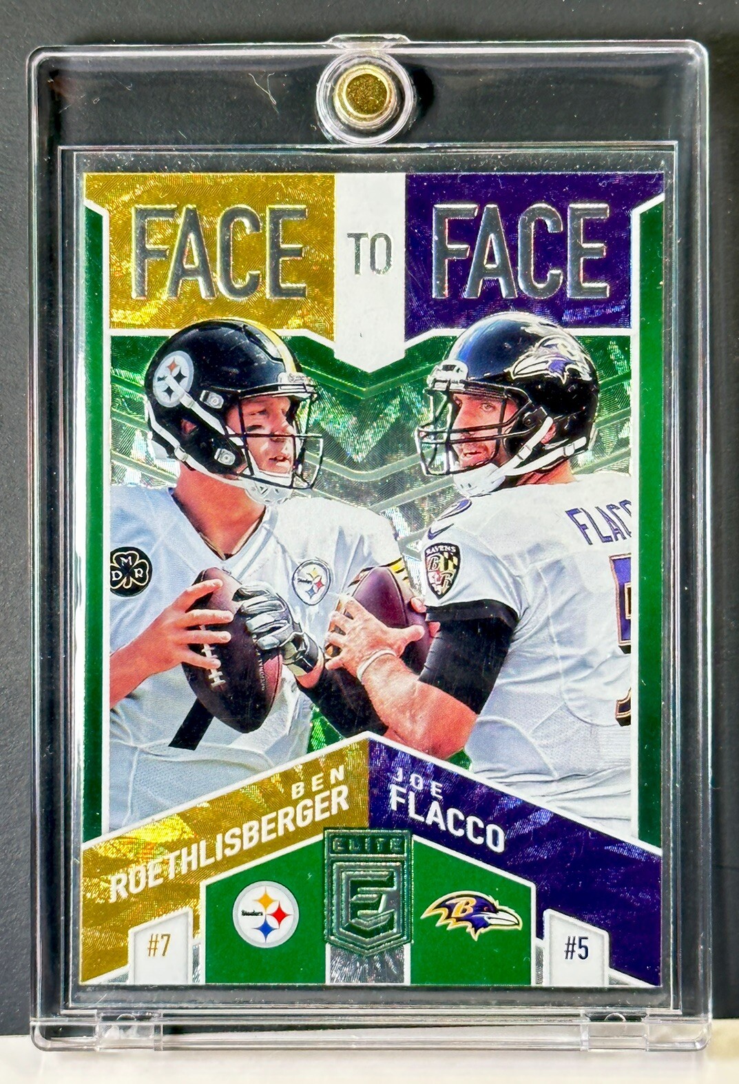 2018 Elite Face to Face Green #F2F-11 Ben Roethlisberger-Joe Flacco ...