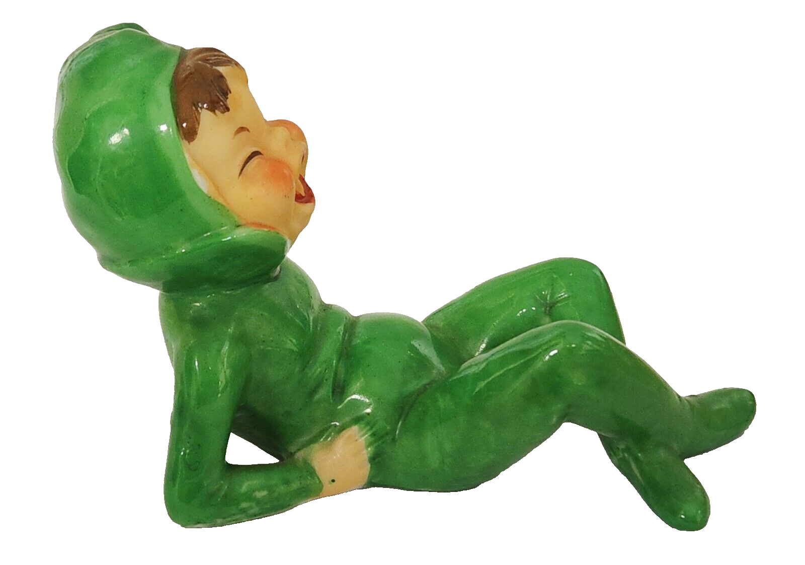 Vintage 1950's Green Ceramic Impish Pixie Elf & Frog Figurines Japan 2 ...