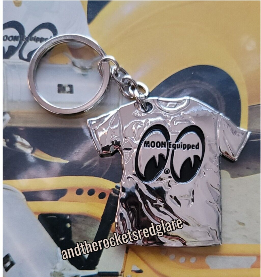 MOON KEYCHAIN mooneyes Chrome T-Shirt Hot Rod Custom key fob emblem tee ...