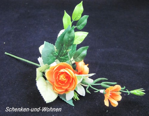 Künstlicher Pick - Rosen Orange mit grünen Blättern ca. 22 cm | eBay.de