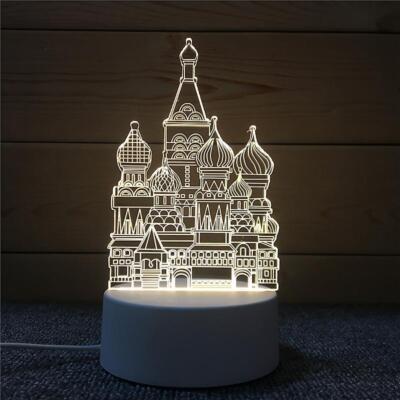3D Lamp Acrylic Castle USB LED Night Lights Neon Sign Lamp For Home ...