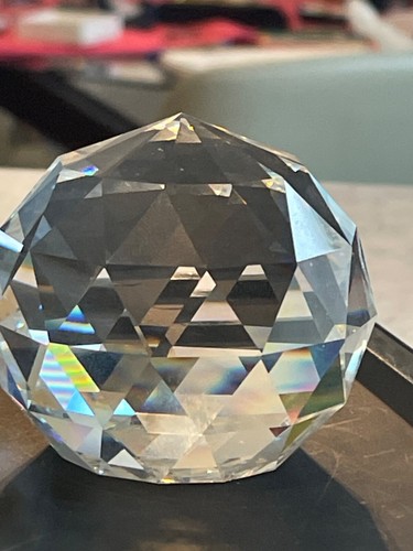 Kusak Deep Art Cut Crystal Paperweight Diamond Pattern Clear | eBay