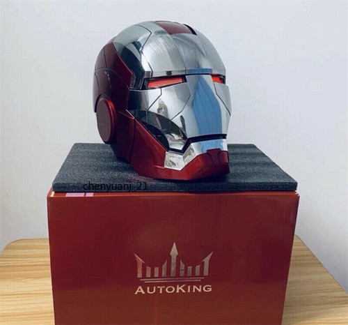 IRON MAN 1:1 MK5 Helmet Wearable Voice-control Silver plated SpecialVer ...