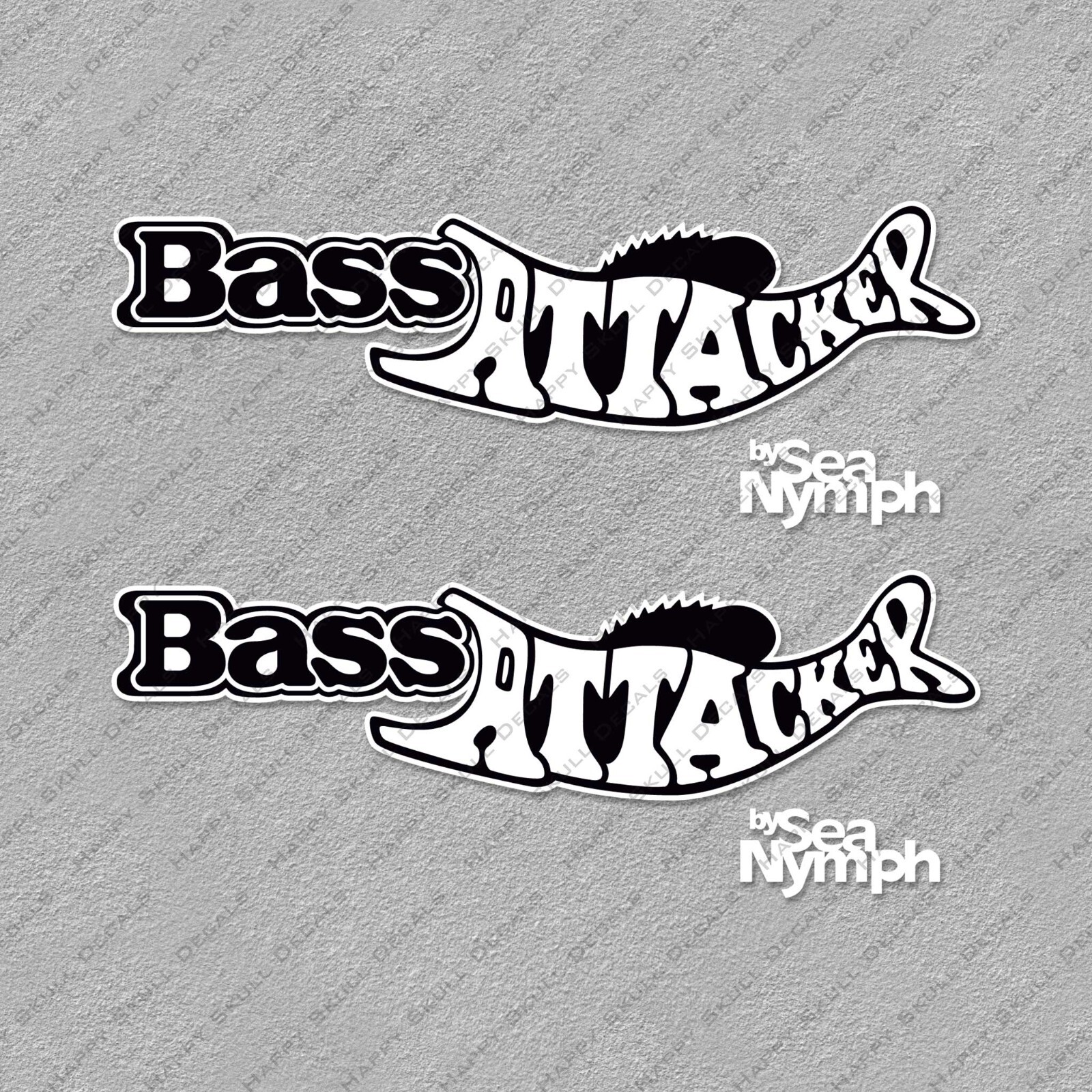 BASS ATTACKER BY SEA NYMPH BOAT LOGO BLACK DECALS STICKERS Set of 2 20 ...
