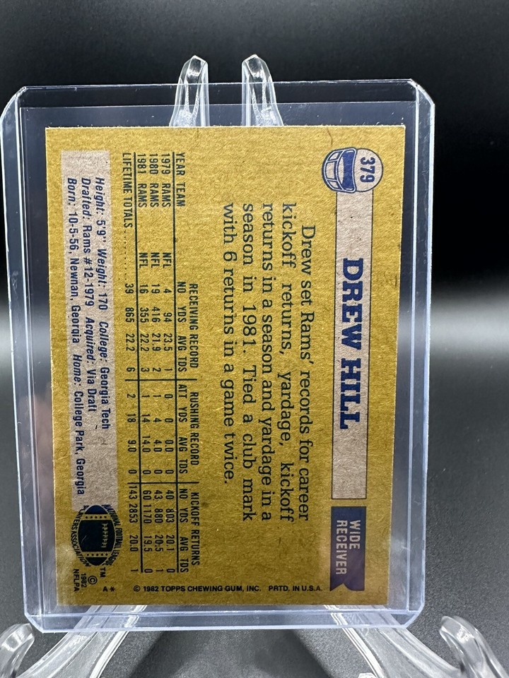 1982 Topps Drew Hill Rookie #379 - Los Angeles Rams - RC | eBay
