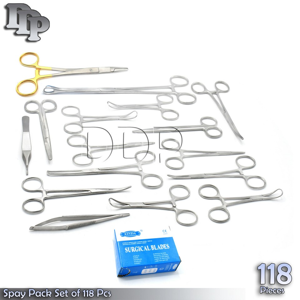 DDP 118 Instruments Spay Neuter Pack Veterinary Forceps Scissor ...