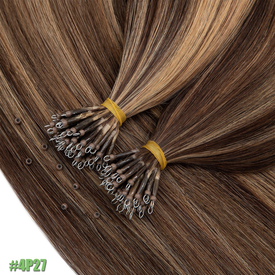 1G Nano Ring Beads Russian 100% Remy Human Hair Extensions Micro Loop ...