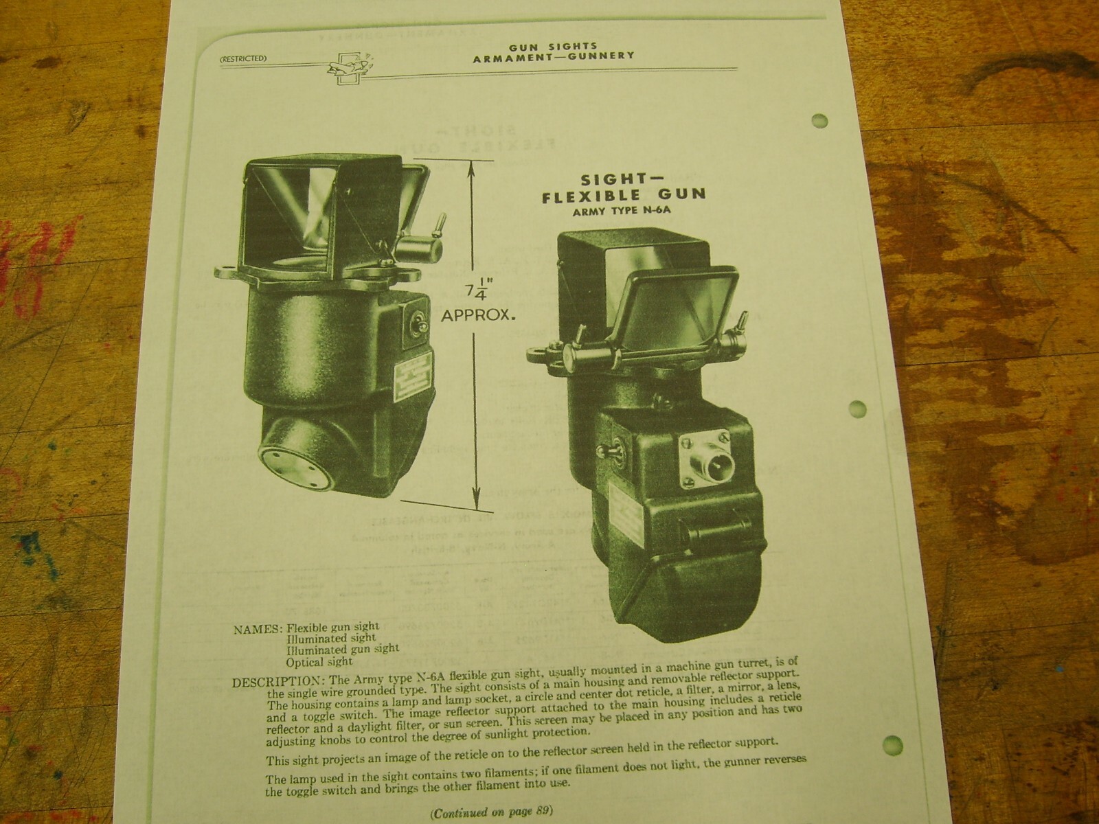 Vintage WW2 WWll GUN SIGHT Type N-6A Boeing B-17 B-24 P-61 Warbird ...