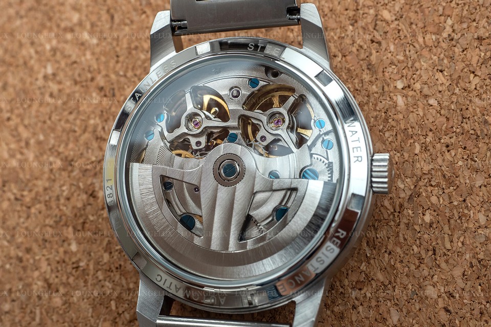 Mens Double Flywheel Automatic Mechanical Watch Silver White Stainless ...