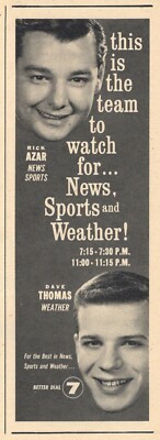 1961 TV AD ~ DAVE THOMAS & RICK AZAR NEWS REPORTERS BUFFALO,NEW YORK ...