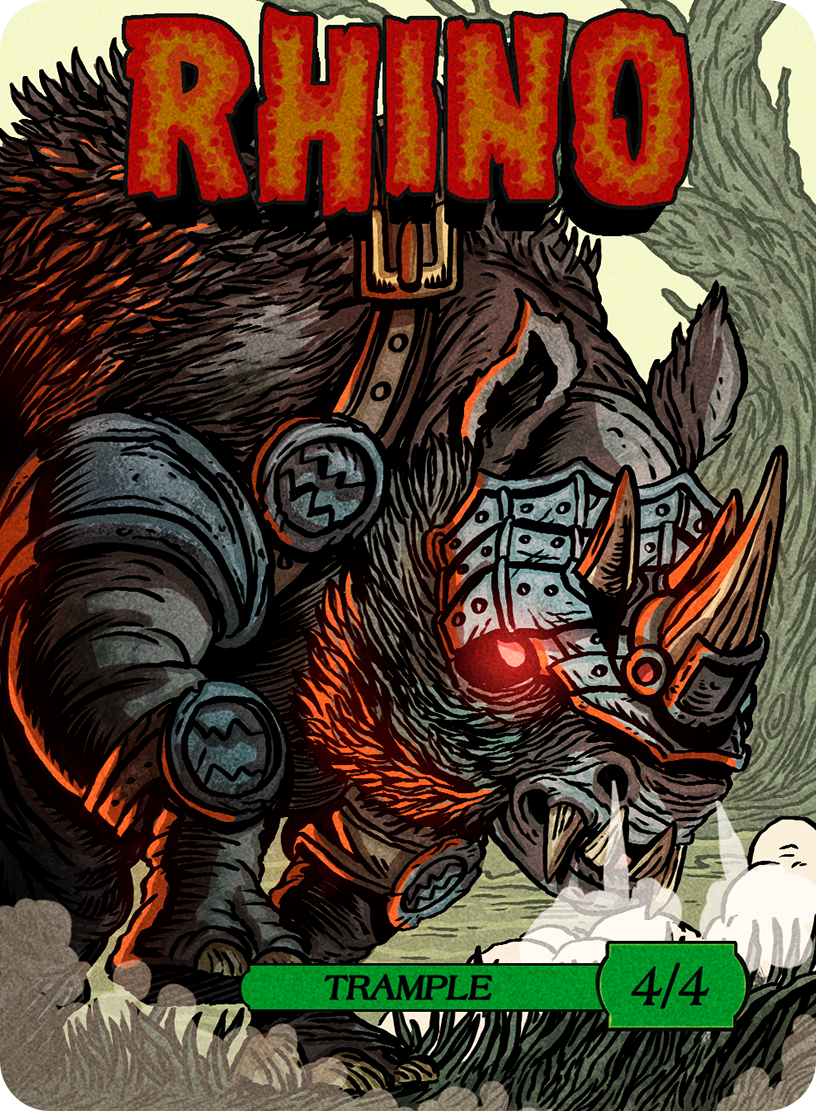 Rhino 4/4 Trample Full Art Token [by Darkside Tokens] Magic the Gathering MTG! | eBay