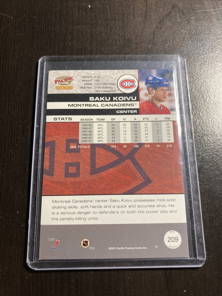 Saku Koivu PACIFIC CARD NHL 2001 T10-169 | eBay