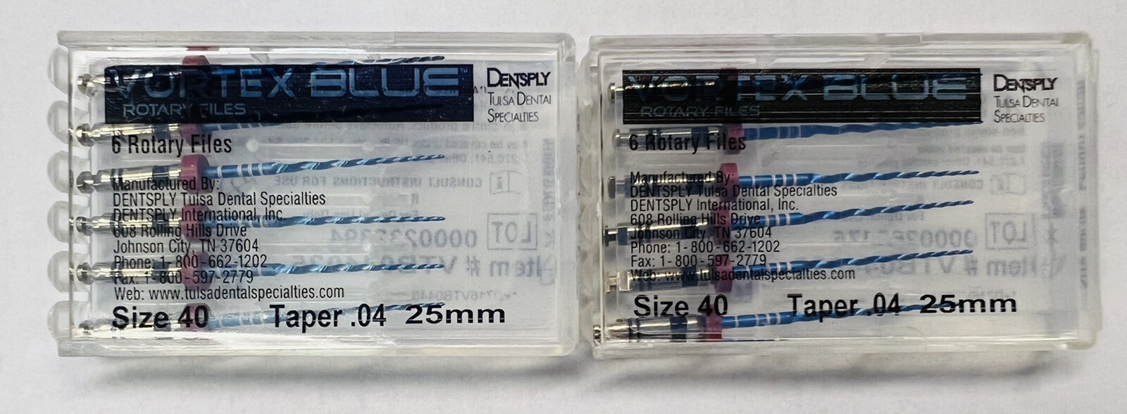 25mm .04 Vortex Blue #40 Rotary Files Dentsply Tulsa Dental Root Canal ...