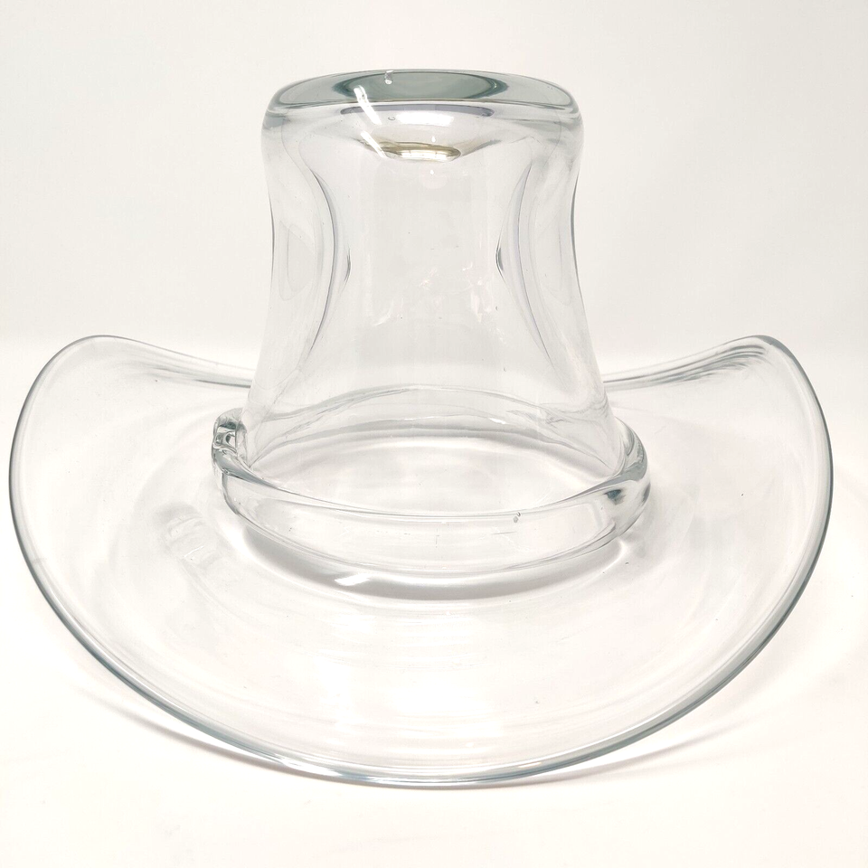 Blenko Cowboy Hat Clear Glass Ice Bucket Sculpture Vase MCM Art Hand ...