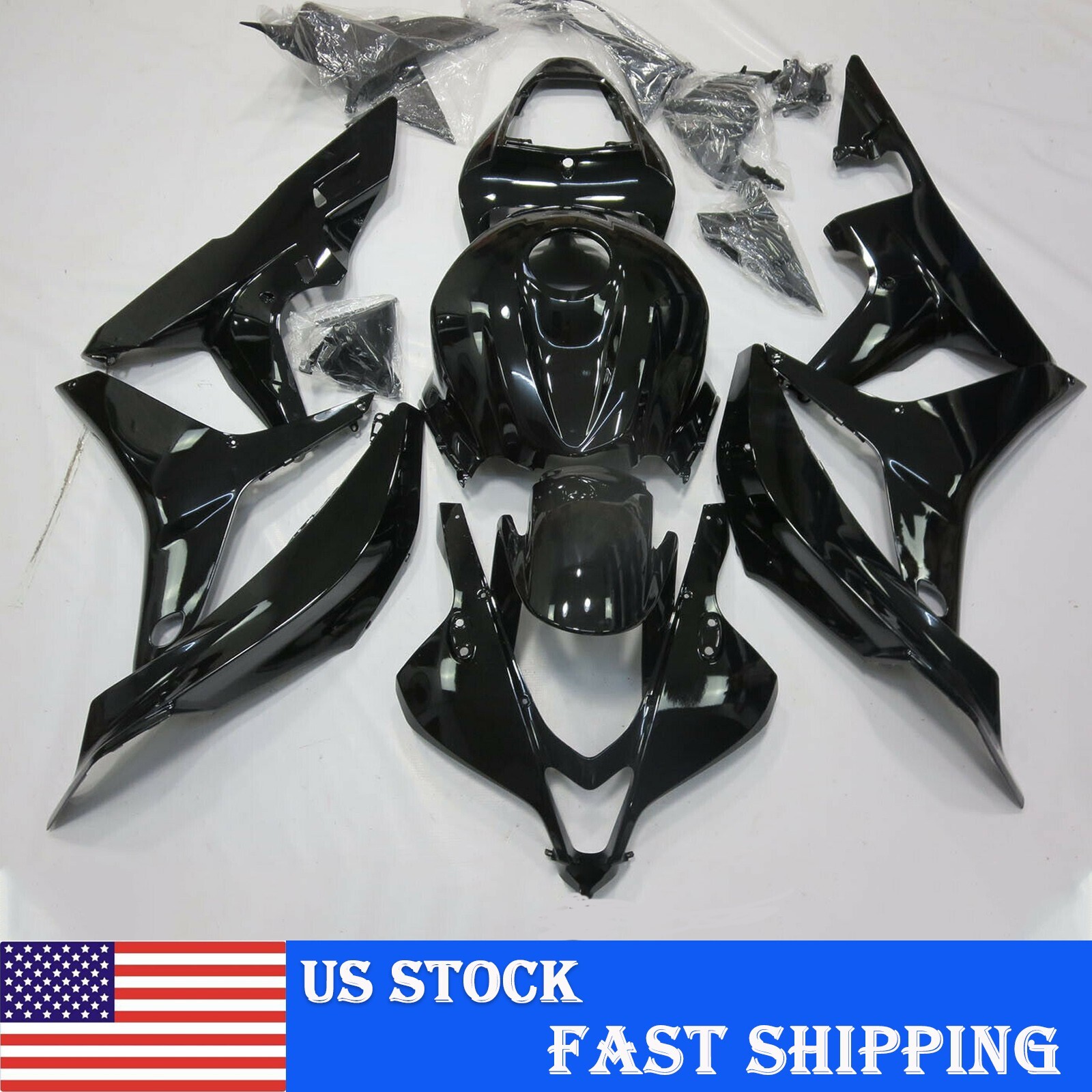 2007-2008 Honda CBR600RR Fairing Kit Glossy Black | Plastic | Front ...