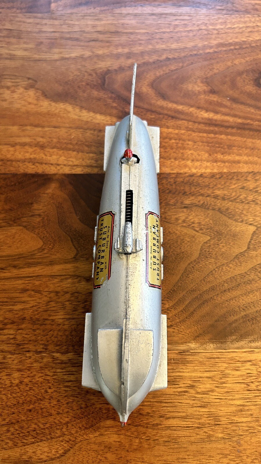 Vtg 1950's Space Age MERCURY ROCKET Metal Penny Coin MECHANICAL BANK ...