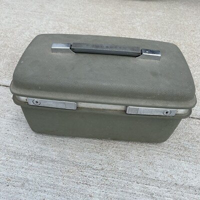 RARE Samsonite Saturn Army Green Hard case Travel Cosmetic Train ...
