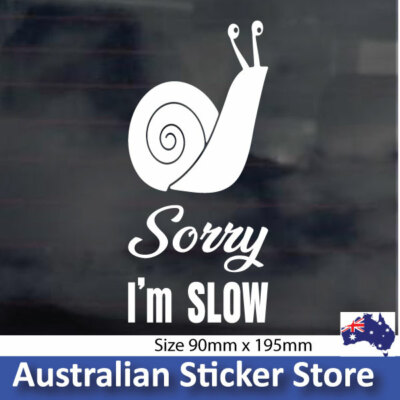 SORRY IM SLOW-CAR-STICKER-FUNNY-SNAIL-STICKER,-CARAVAN-STICKER SLOW ...