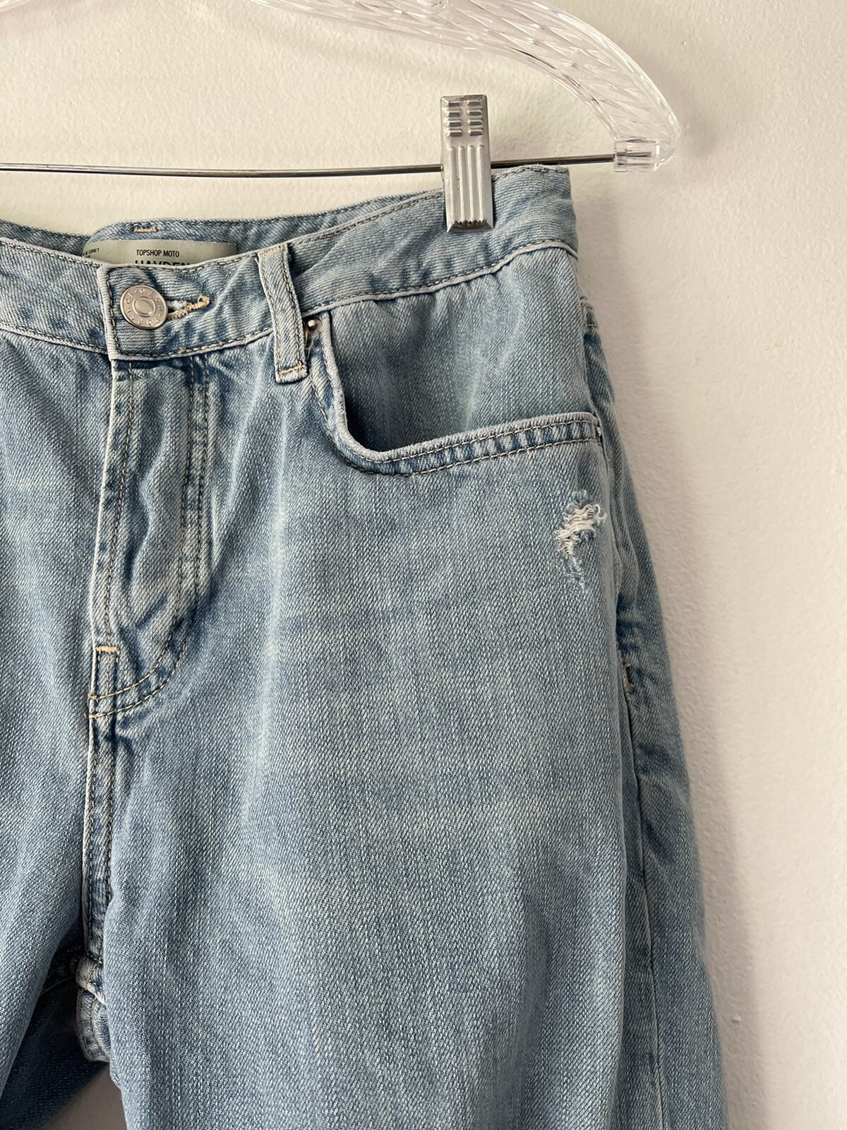 TopShop Moto Hayden Distressed Slim Straight Light Wash Mid Rise Jeans ...