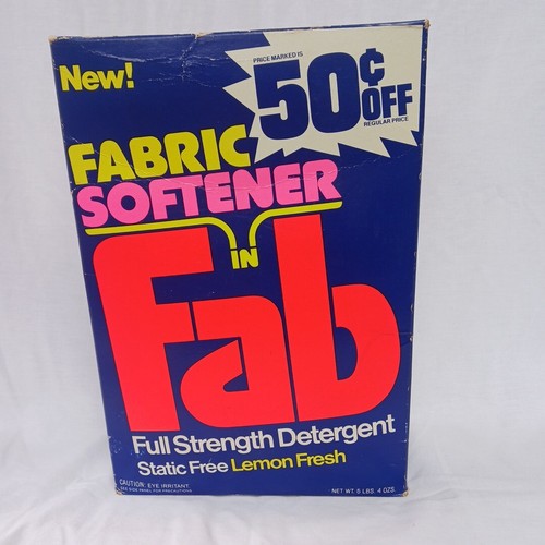 VINTAGE Fab Laundry Detergent Powder Full Strength Fabric Softener 5 Lb ...
