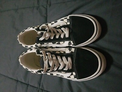 Vans Old Skool Low Youth Kids Sneakers Size 3 Black White 721356 ...