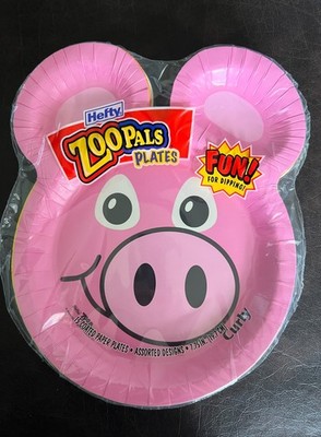 Hefty Zoo Pals Plates 15ct Assorted Animals & Colored Designs *SEALED ...