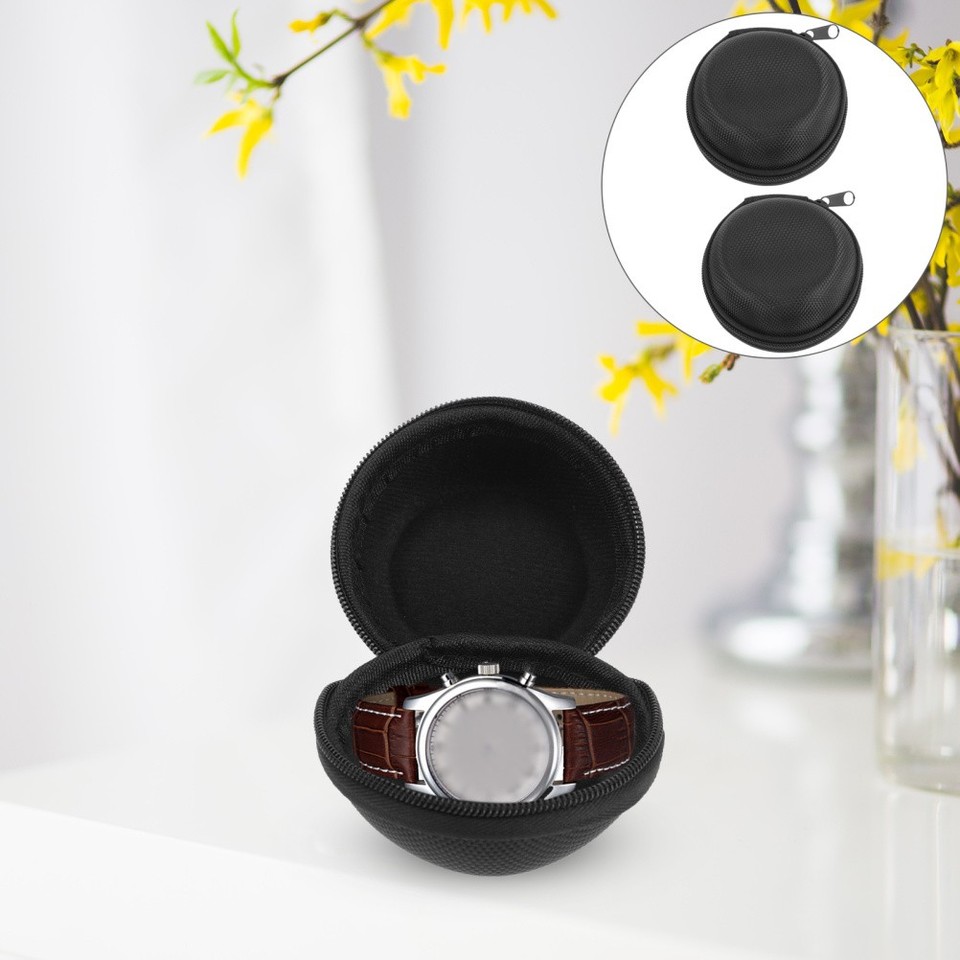 2pcs Durable Round Watch Case Portable Round Watch Storage Box for ...