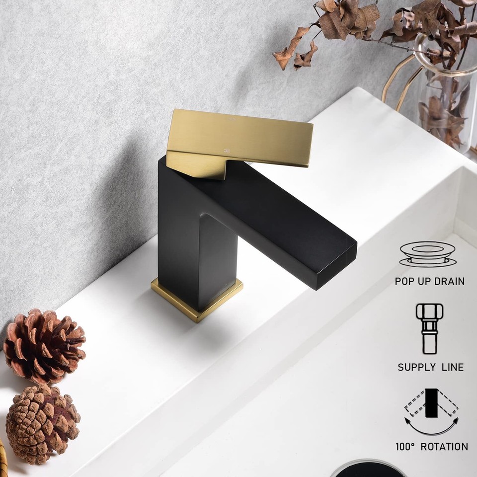 Modern Solid Brass Bathroom Sink Faucet Single Handle Hole Vanity Mixer ...