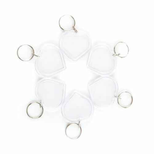 HEART SHAPE STRONG PLASTIC ACRYLIC KEYRINGS CLEAR AND BLANK PHOTO SIZE ...