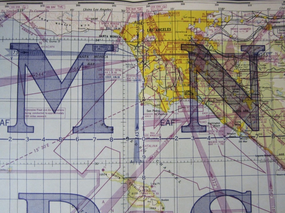 Cold War San Diego Map Air Defense Grid NORAD LA CA Aeronautical Chart ...