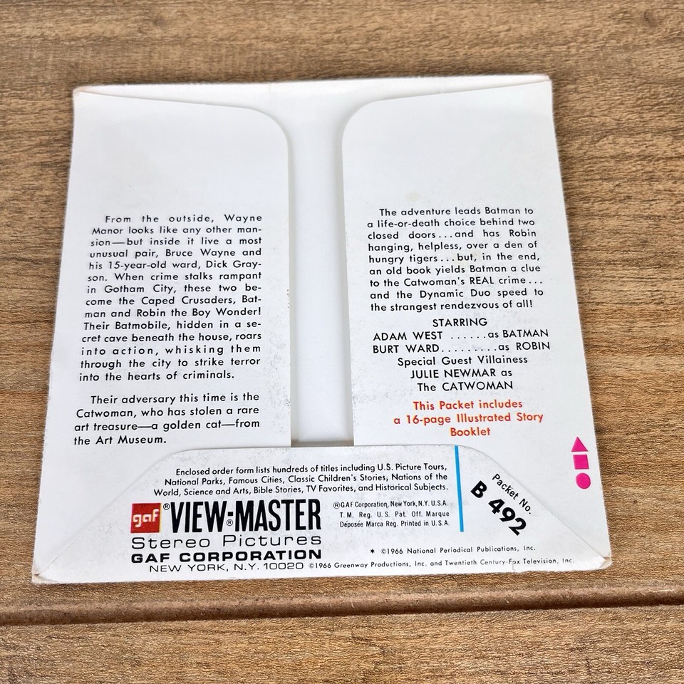 Original Batman TV Show View-Master Packet B 492 Complete 1966 Adam ...