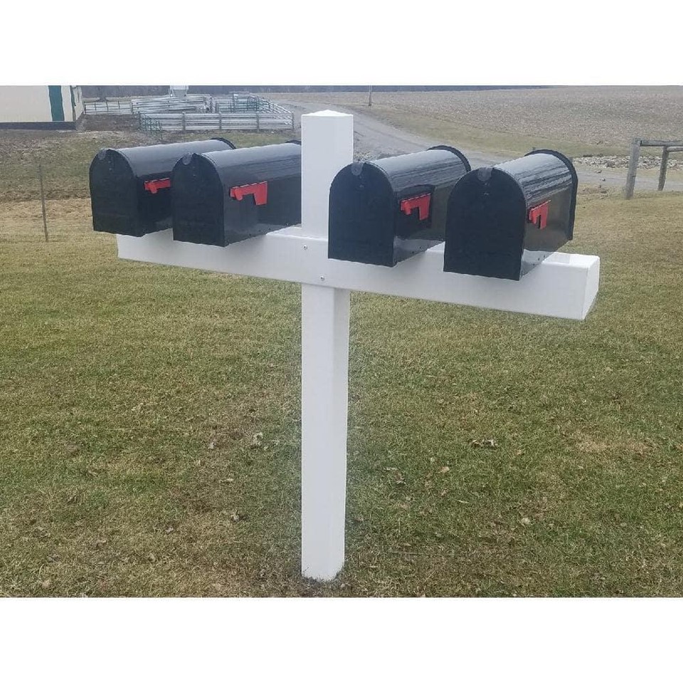 Handy Post Mailbox Post/Stand 5"X54"X54" Vinyl Extended-Arm For 4 ...