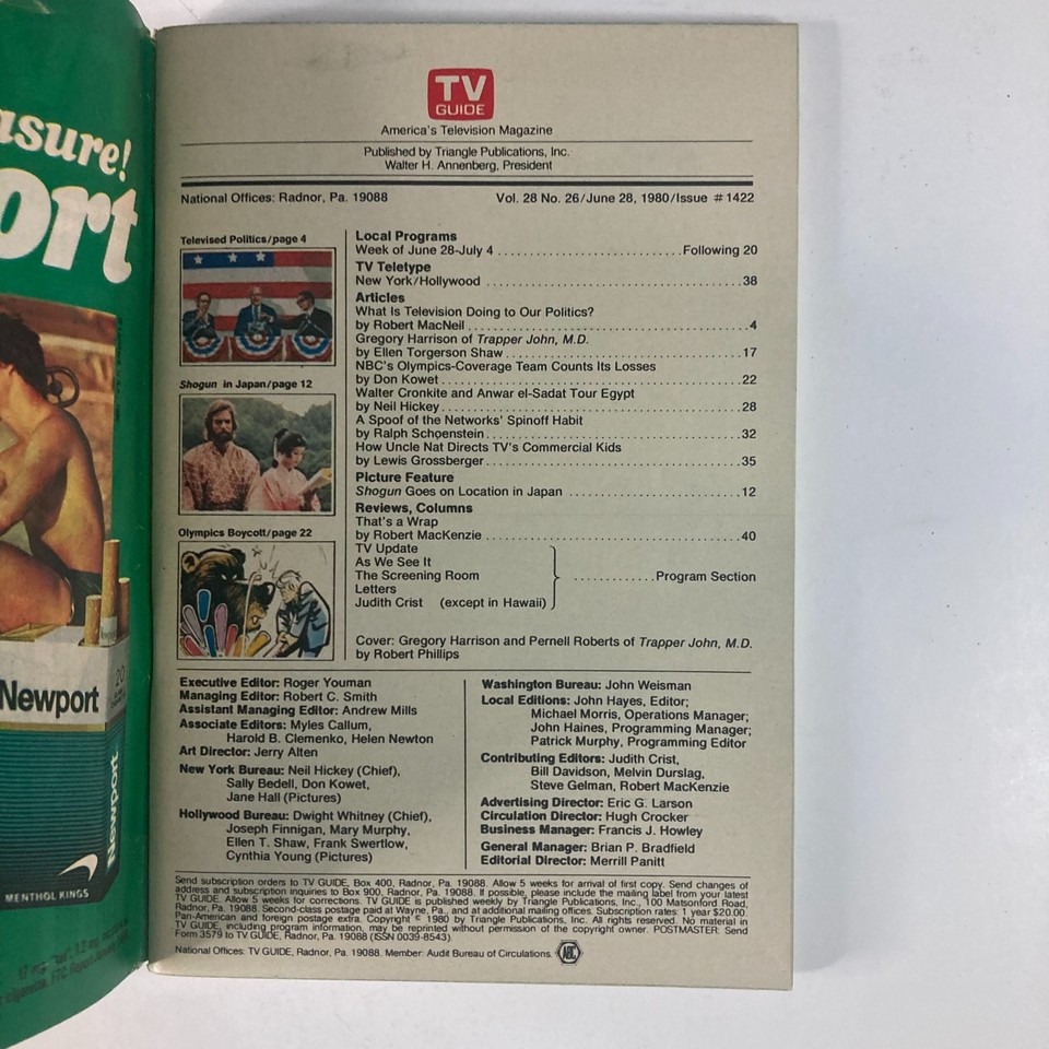 TV Guide Magazine June 28 1980 Gregory Harrison, Pernell Roberts ...
