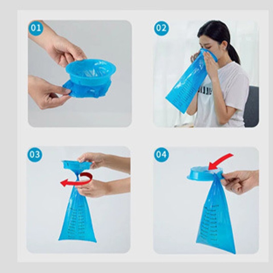 10Pcs Emesis Bag Disposable Vomit Bags Plastic for Outdoor Travel (Blue ...