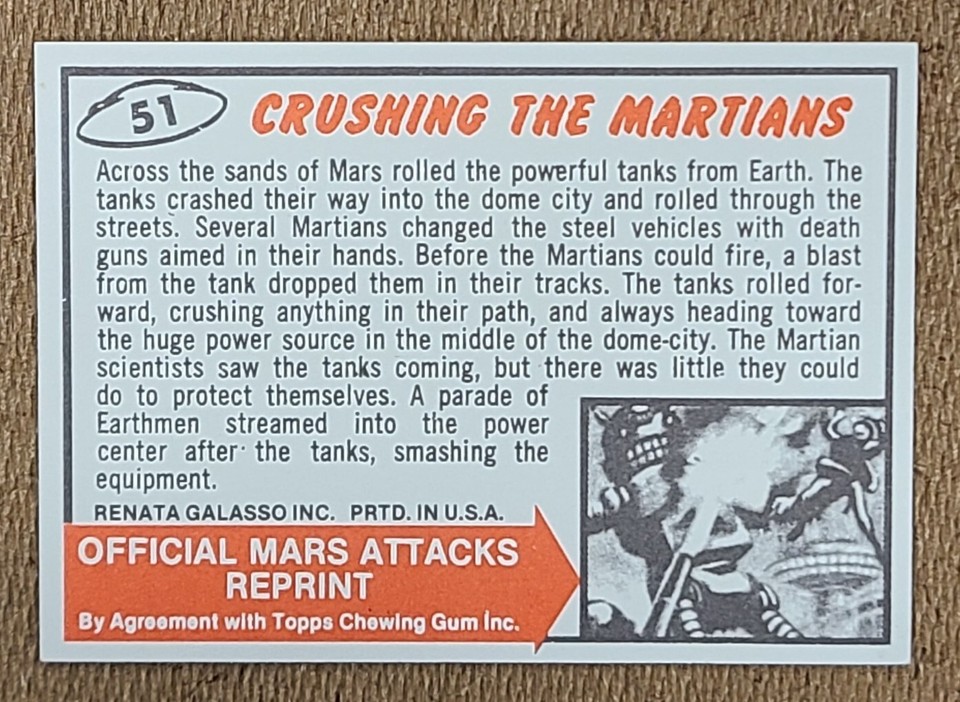 1984 Mars Attacks Card #51 Crushing The Martians - Renata Galasso ...