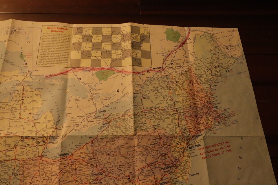 Esso United States Interstate Highway System 1964 25x24 Paper Road Map ...