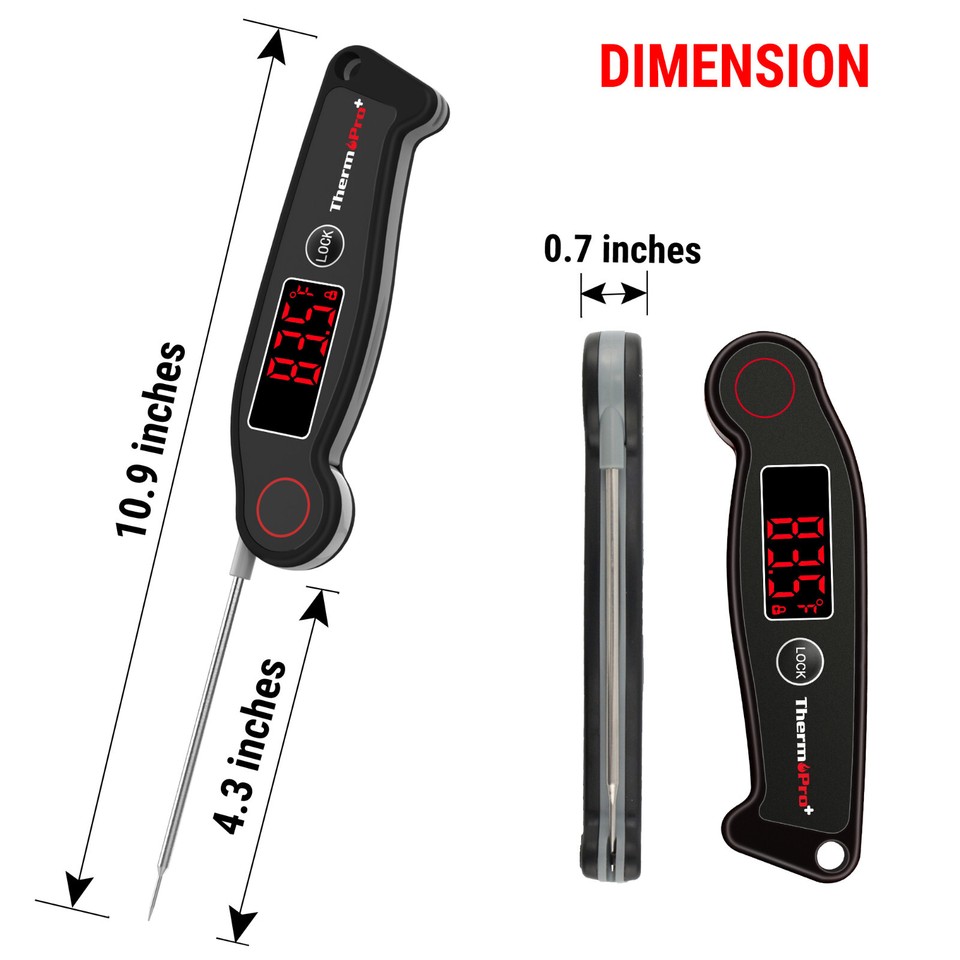 ThermoPro TP19 Waterproof Meat Cooking Thermometer Foldable Food BBQ ...