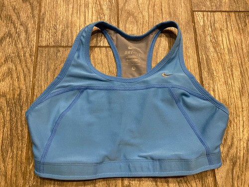 Nike dry fit sports bra small racerback blue no padding | eBay
