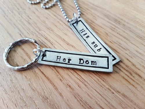 Her Dom His sub necklace & keychain set bdsm Master Sir kitten babygirl ...