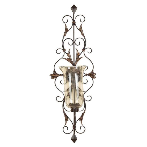Litton Lane Wall Candle Sconce 13"x9"x37" Scrollwork/Leaf Metal ...