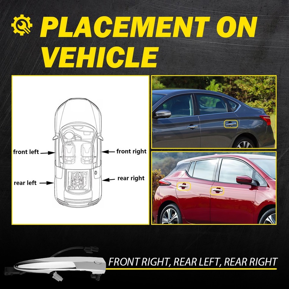 Door Handle For Nissan For Sentra 13-15 09-14 Maxima Rear Left+Right ...