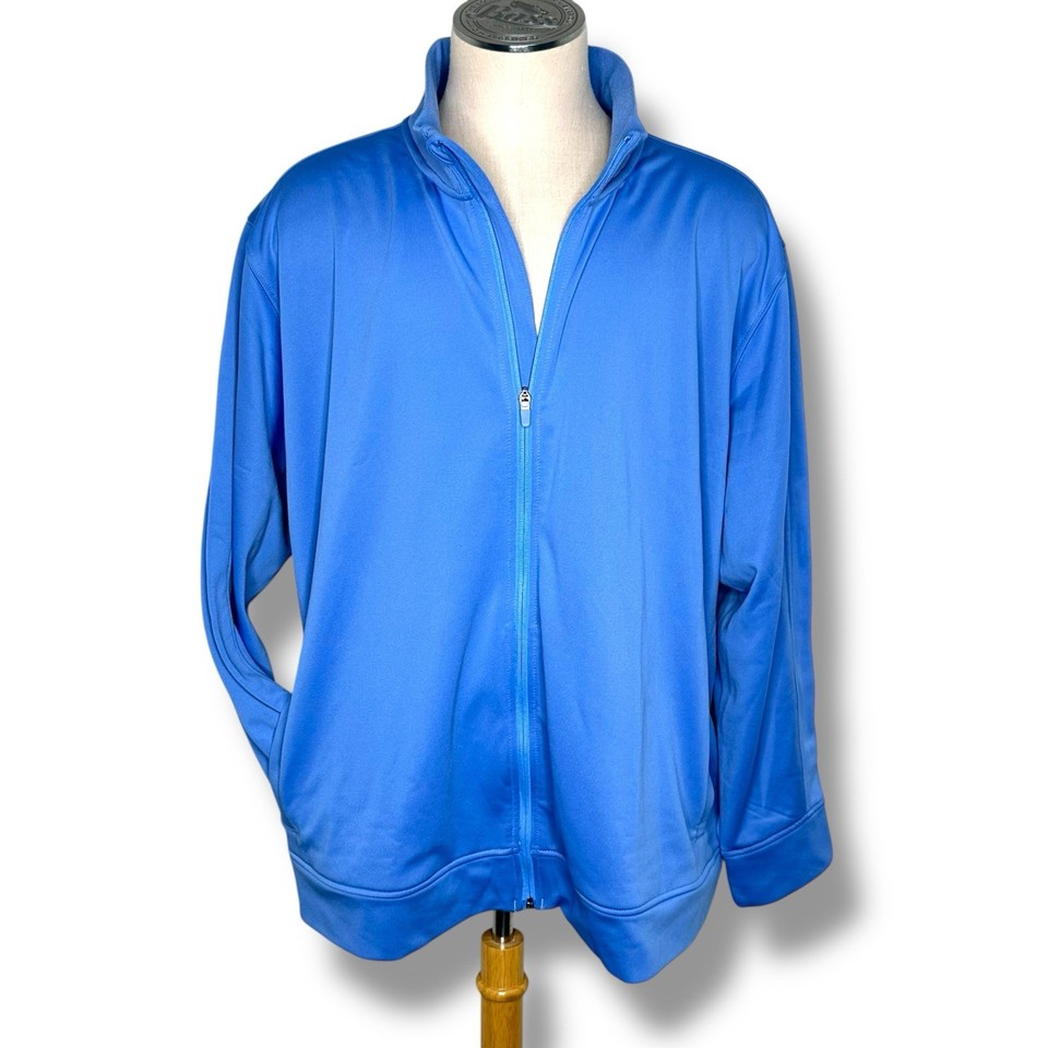 Land`s End Outfitters Men`s 3XL Blue Micro Fleece Full Zip Jacket Zip ...