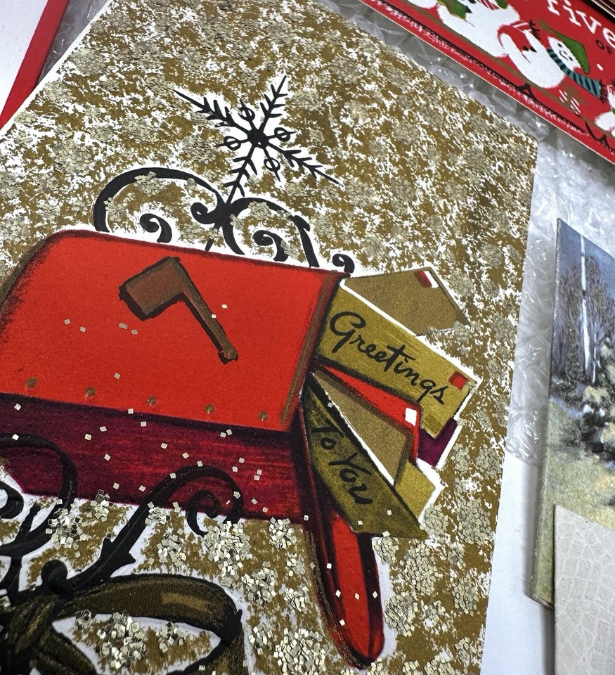 LOT x(25) VINTAGE CHRISTMAS GREETING CARDS Mid Century x-mas SLIM 1940 ...