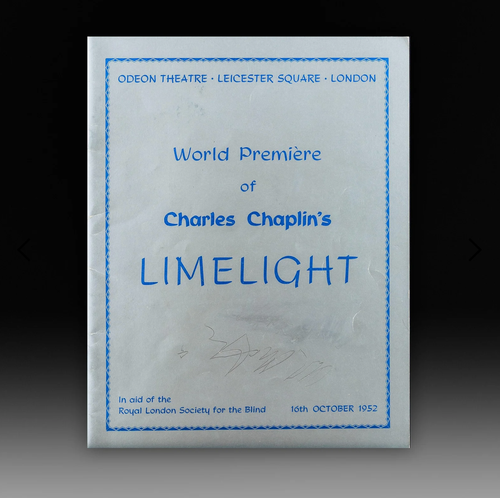 Charlie Chaplin Signed Limelight Premiere Brochure – 1952 Autograph ...