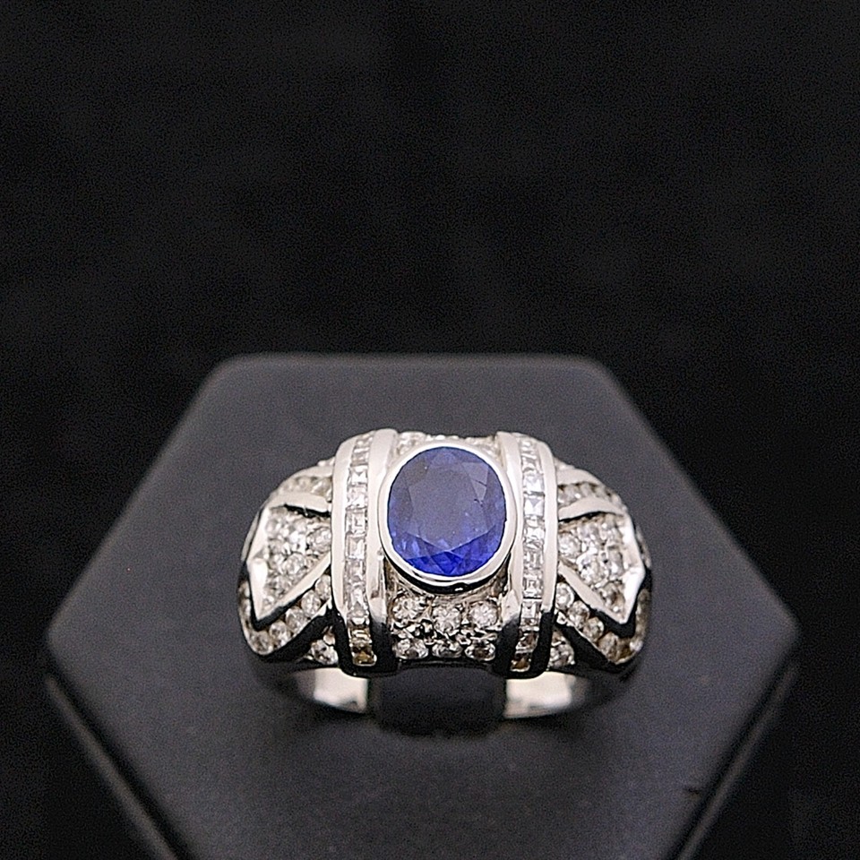 Mercury Ring 18Kt Gold Diamonds 2.16 Ct Natural Unprocessed Sapphire 1 ...