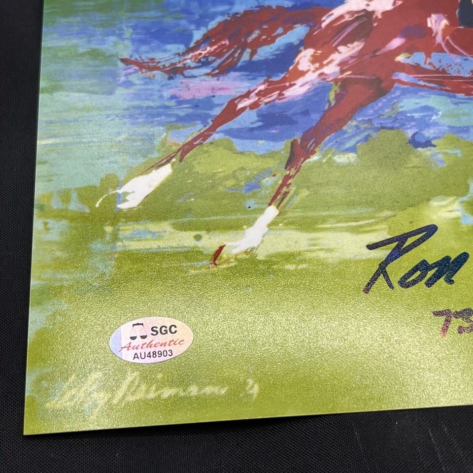 Secretariat - Ron Turcotte Signed Leroy Neiman 8x10 Photo Belmont ...